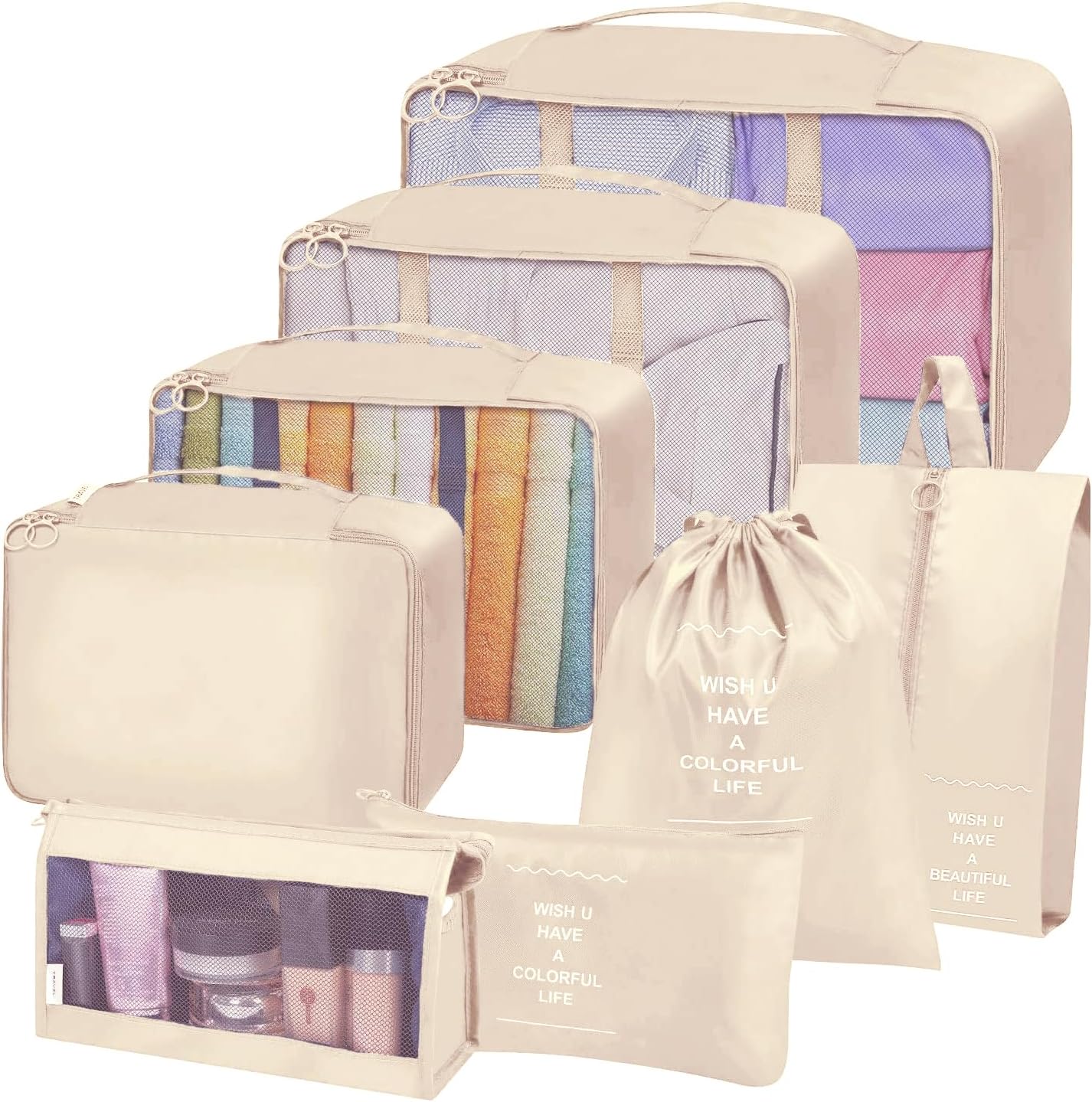 Priksia Travel Packing Cubes, 8Pcs Packing Travel Cubes for Suitcase ...