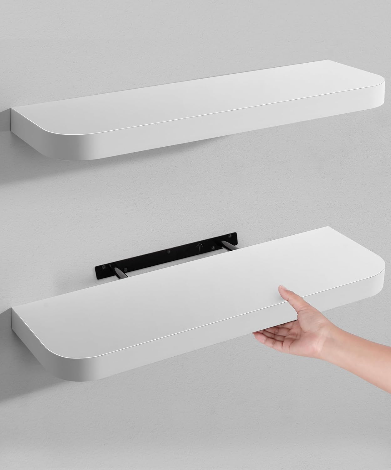 Gronda White Floating Shelves for Wall, Set of 2 Modern Midcentury Wall ...
