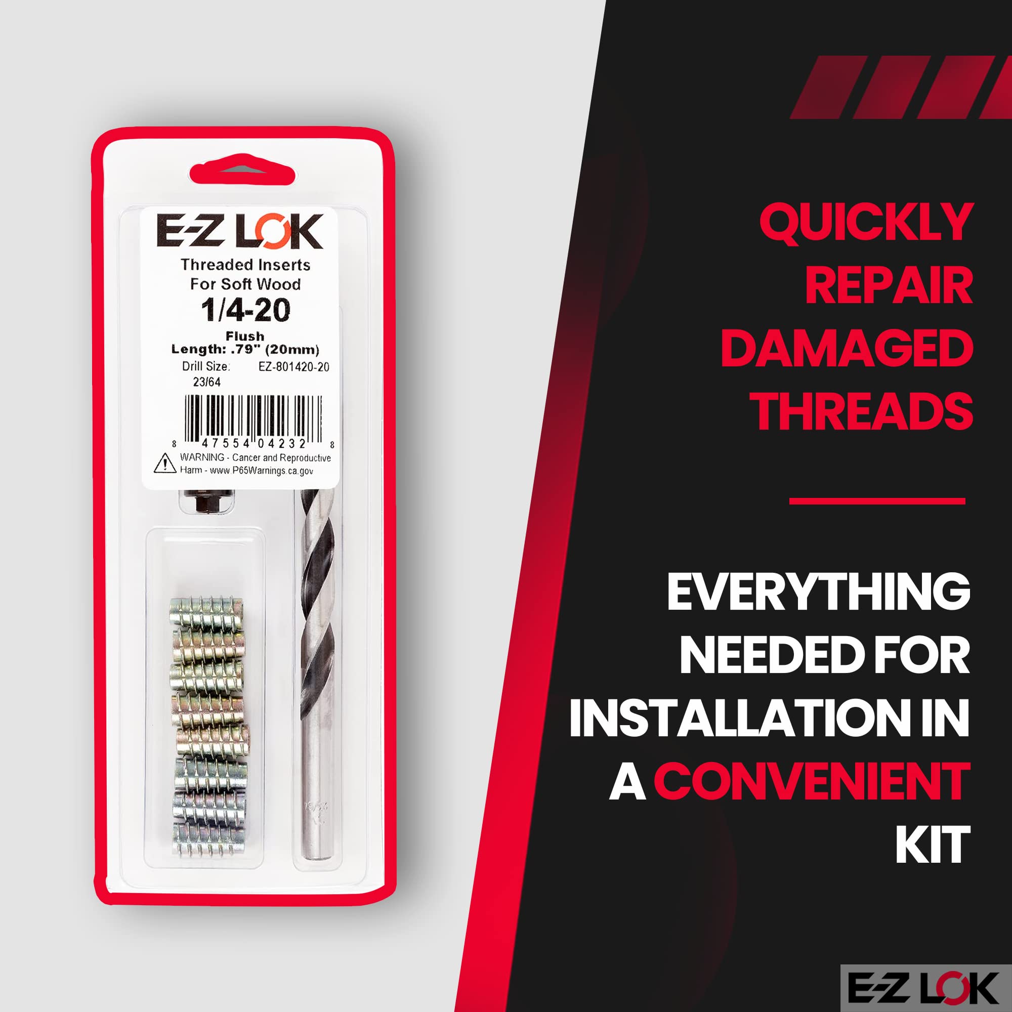 Snapklik.com : E-Z Hex Thread Repair Kit For Soft Wood Flush Threaded ...