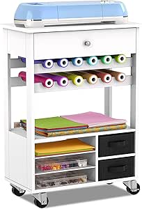 Amazon.com: AHB Craft Table with Wheels, Craft Cart Compatible with ...