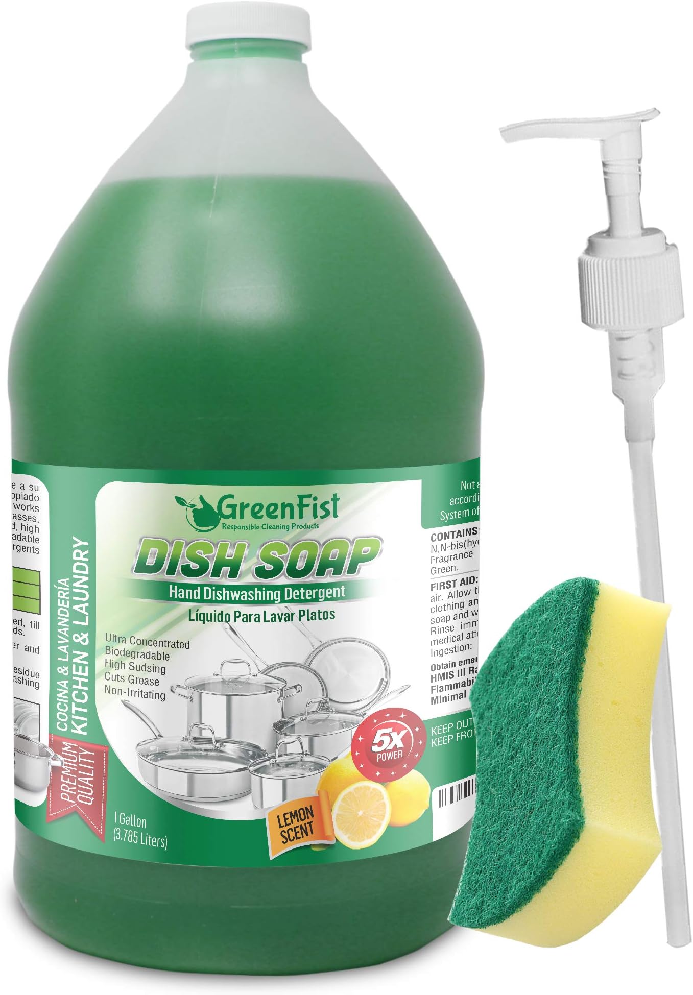 Amazon.com: GreenFist Dish Soap Professional Detergent Liquid Pot & Pan ...