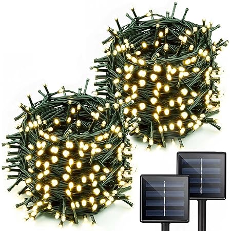 2-Pack Each 72FT 200 LED Solar String Lights Outdoor, Super Bright ...