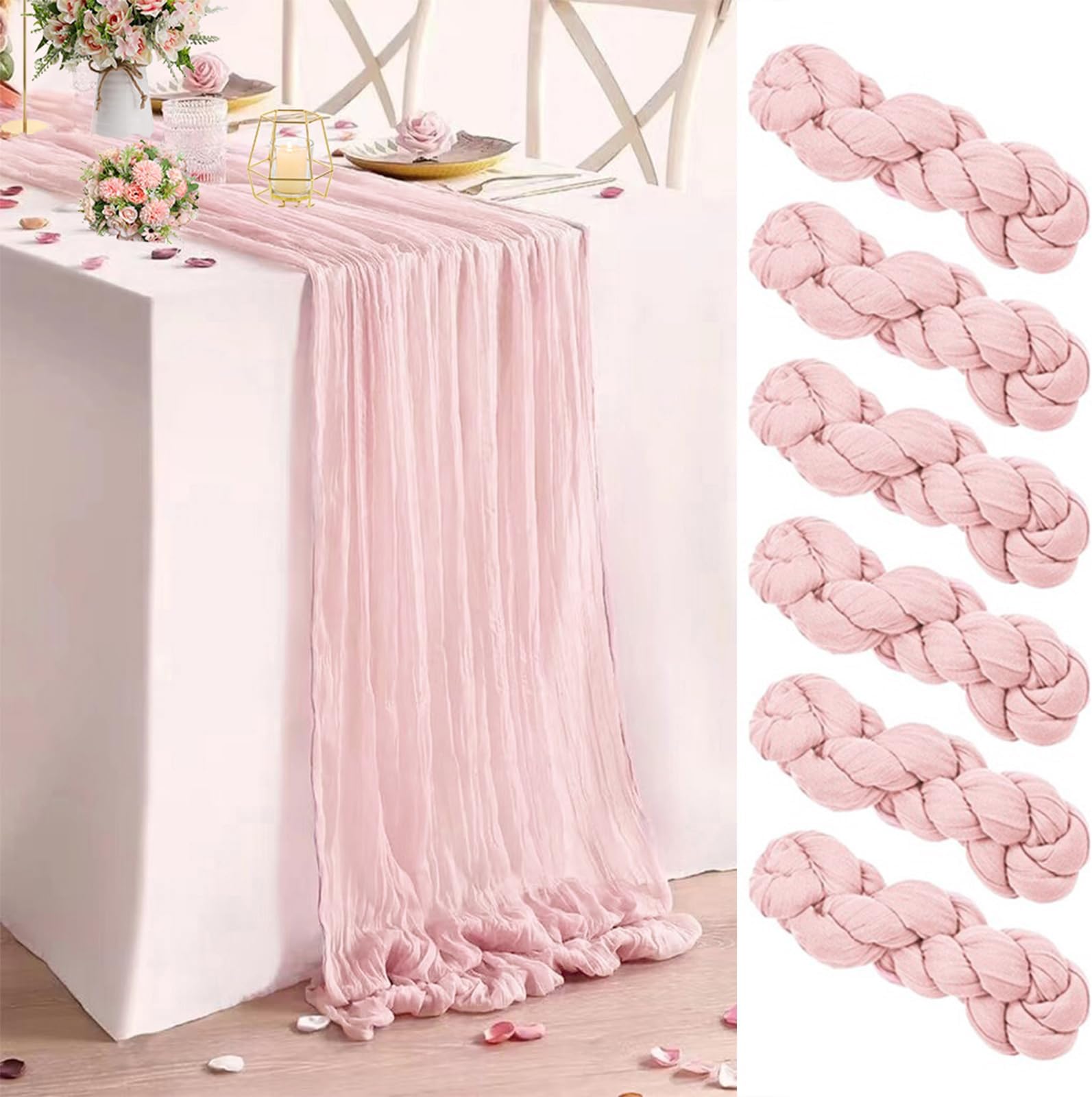 Amazon.com: Wokceer Cheesecloth Table Runner 6Pack 10FT Blushing Pink ...