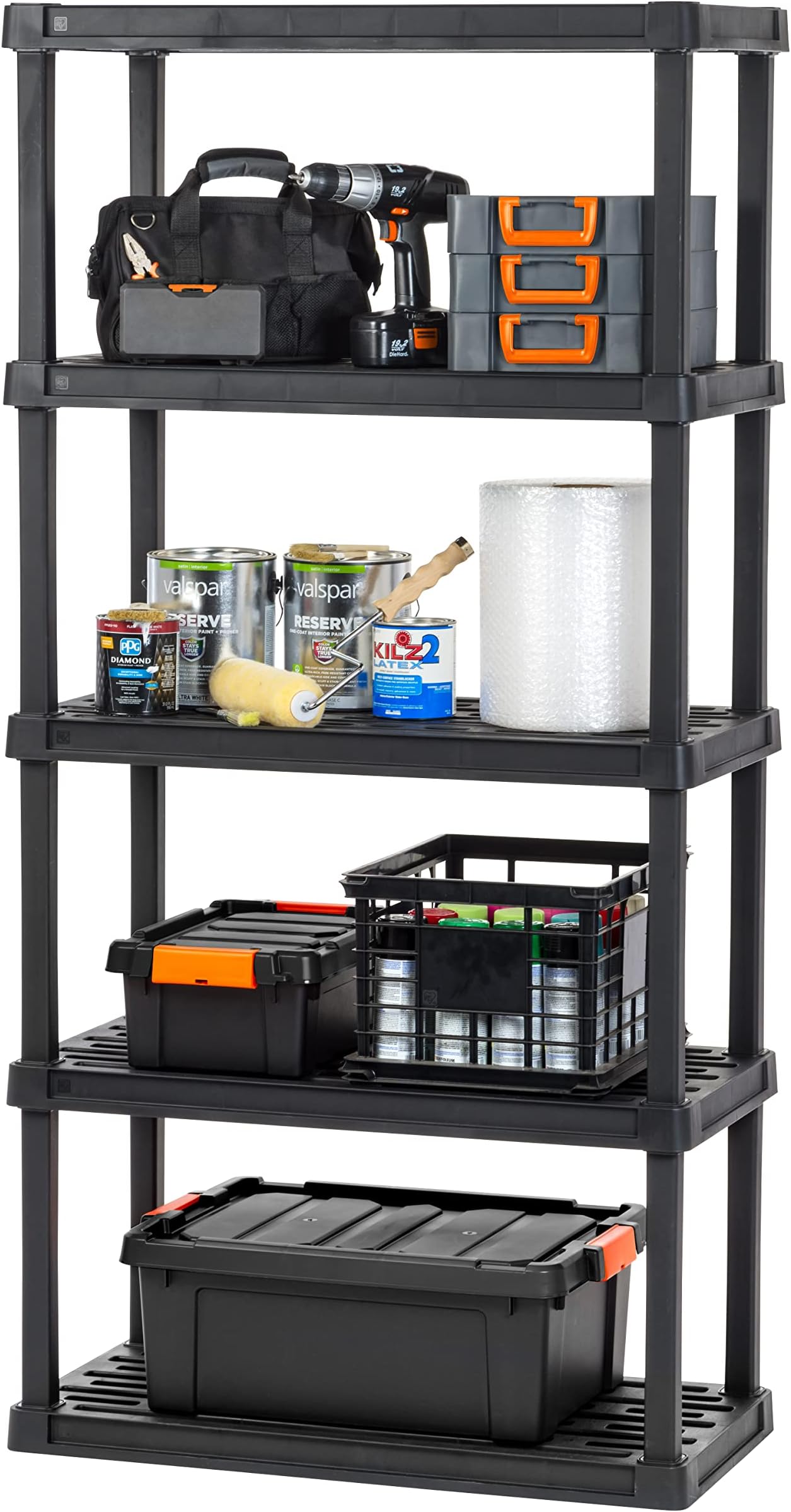 Amazon.com: HDX 36” x 72” 5-Tiered Ventilated Plastic Storage Shelving ...