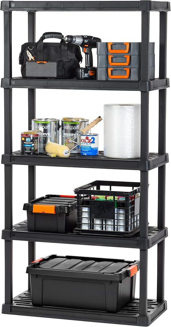 Amazon.com: IRIS USA 5-Shelf Heavy Duty Plastic Storage Shelves, 750lb ...