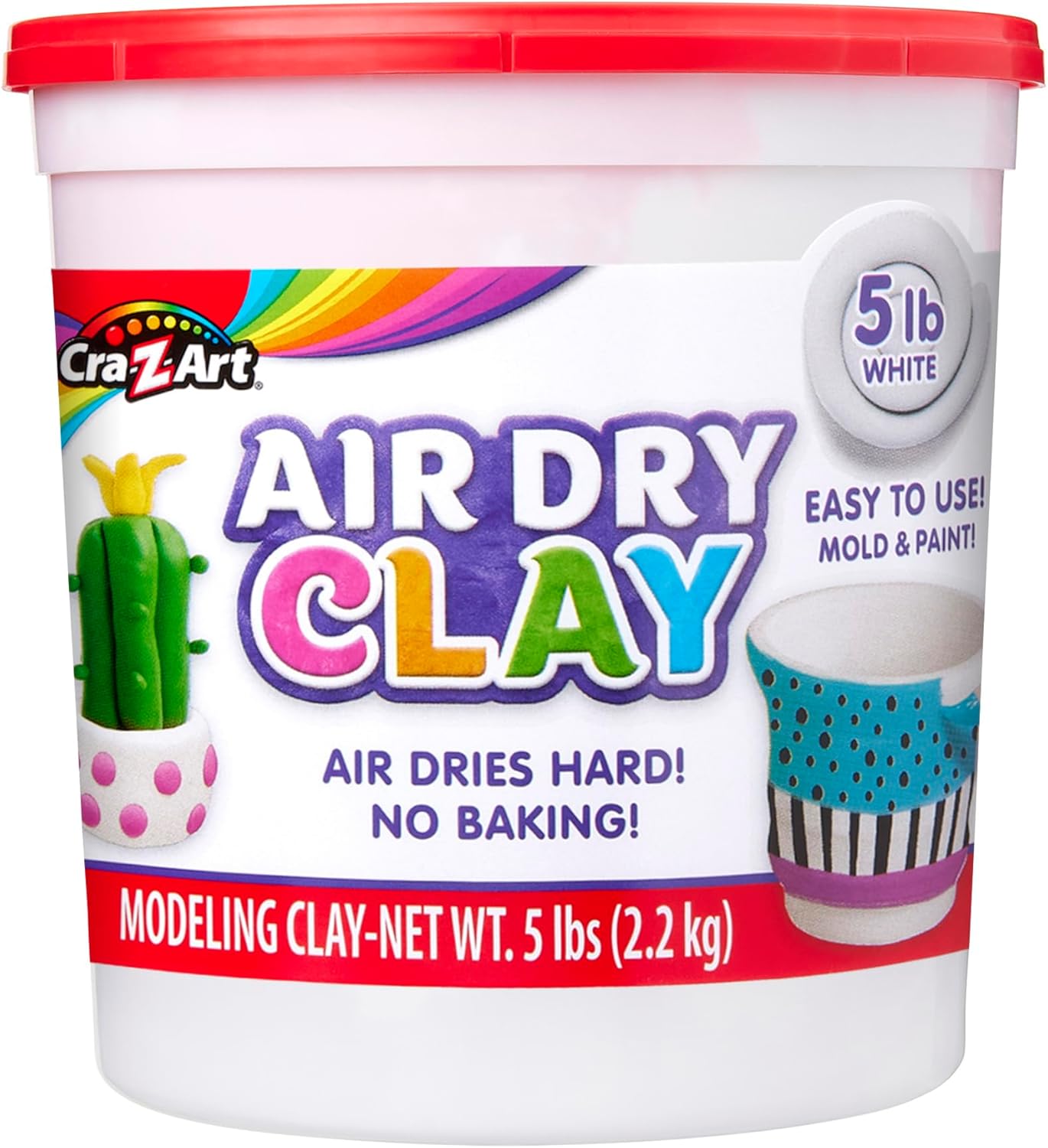 Amazon.com: Cra-Z-Art Air Dry Clay - 5lb Bucket Natural White Modeling ...
