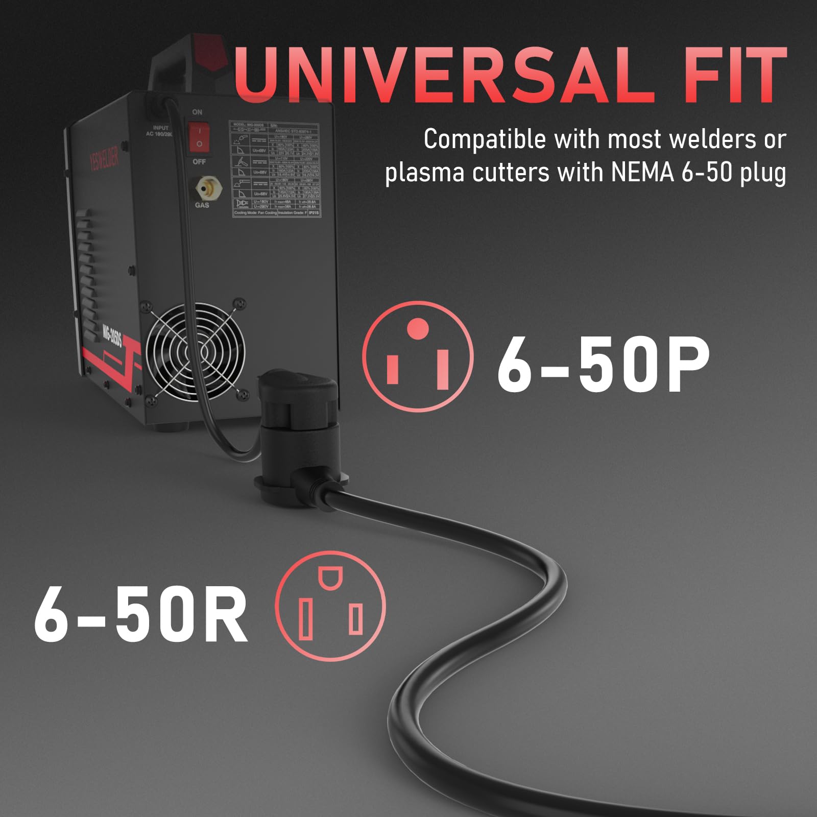 Snapklik.com : YESWELDER 20ft 15Amp 12AWG Welder Extension Cord,250 ...