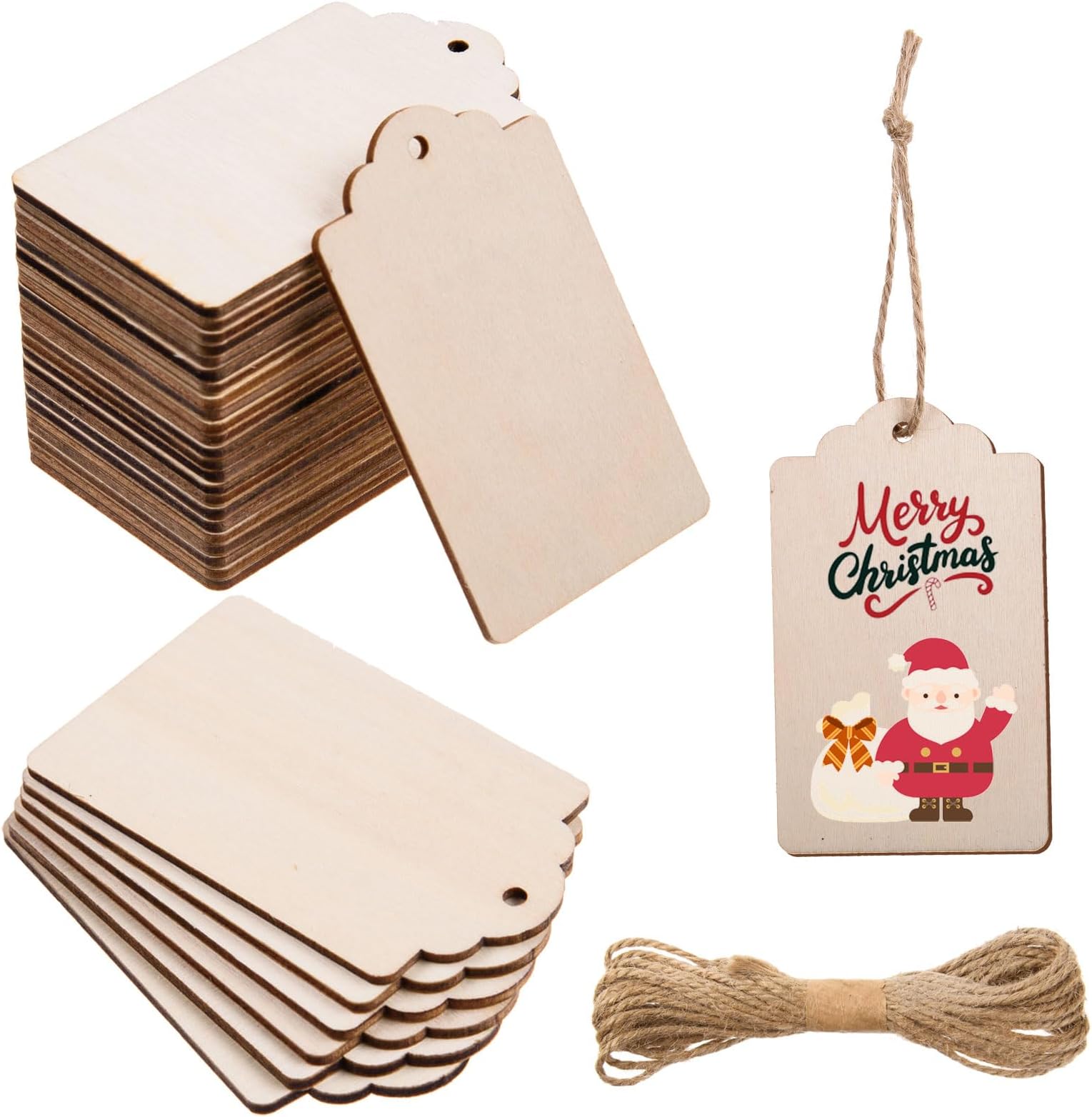 Amazon.com: AWIZOM 200 Pcs Wood Tags with Hole 3 Inch Rectangle Wooden ...