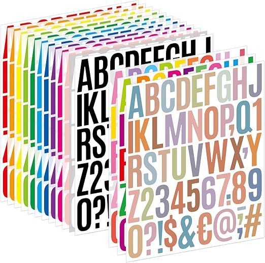 Amazon.com: 15 Sheets Vinyl Letters Stickers, 750 Alphabet Number ...