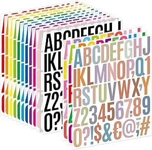 Amazon.com: 15 Sheets Vinyl Letters Stickers, 750 Alphabet Number ...