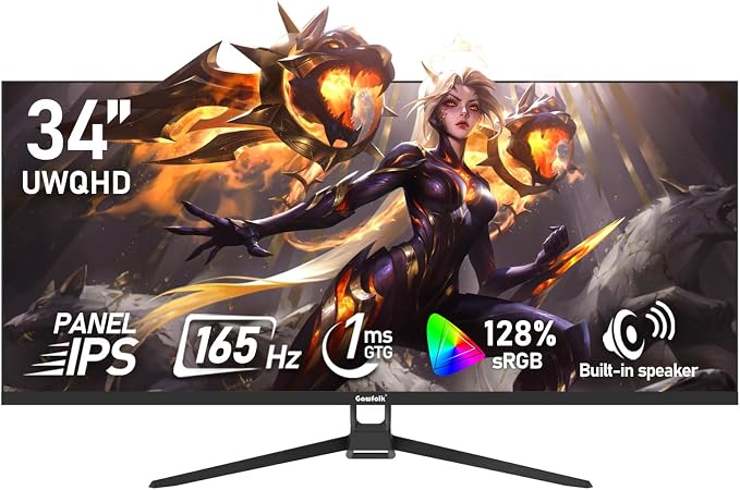 Gawfolk 34 Inch IPS Ultrawide 165Hz Gaming Computer Monitors, 21:9 ...
