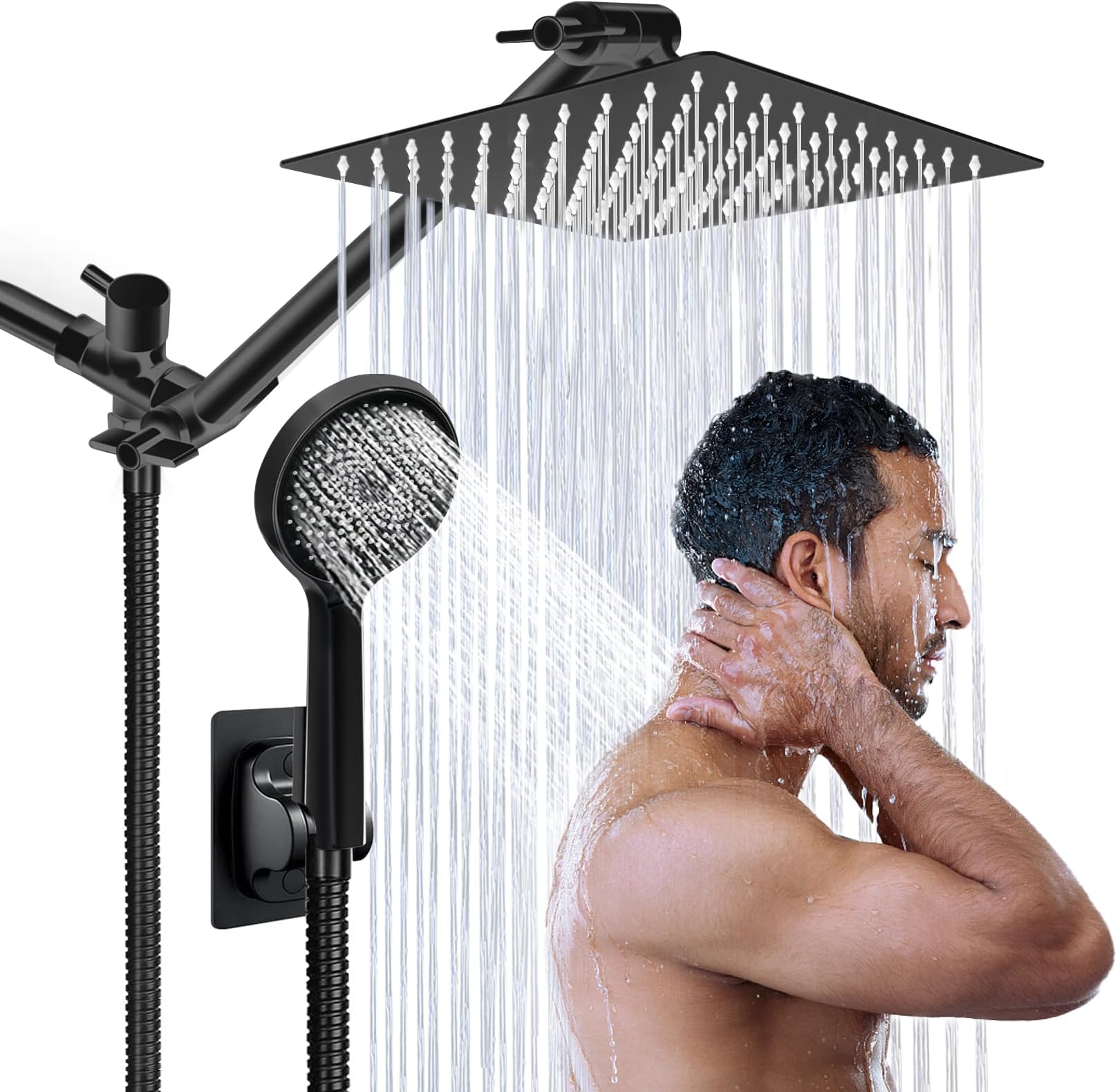 Shower Head,10”Rain Shower Head with Handheld Spray Combo and ...