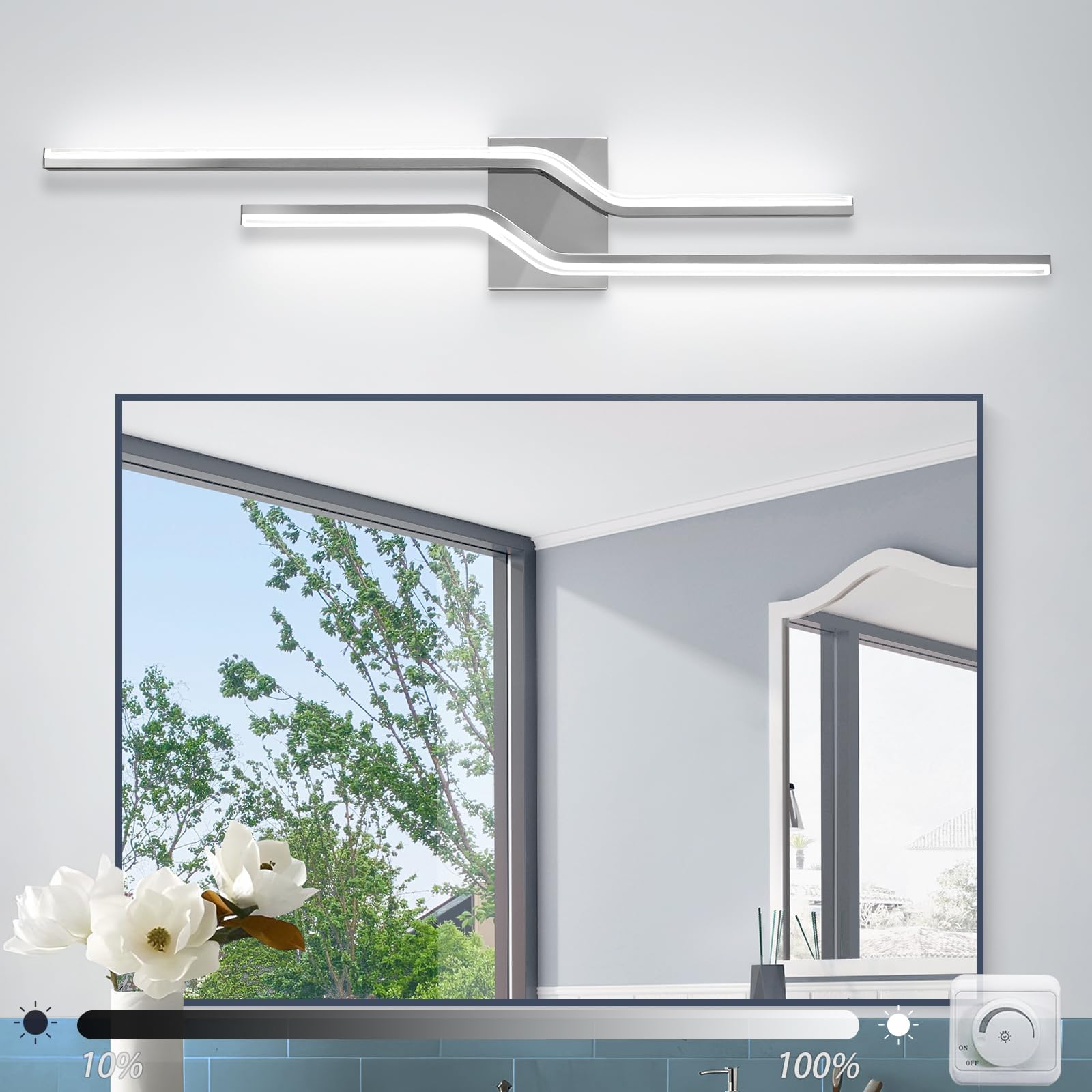 EDISLIVE Modern Wave LED Vanity Light Dimmable Modern Led Vanity Light ...