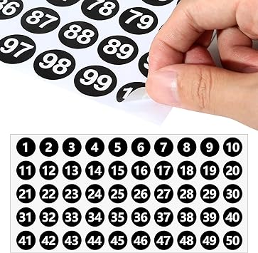 200Pcs Small Round Number Stickers - Ø1 Stick on Numbered Label, Number ...