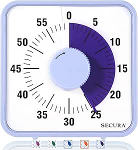 Secura 7.5 Inch Visual Timer, 60 Minute Oversize Visual Countdown Timer ...