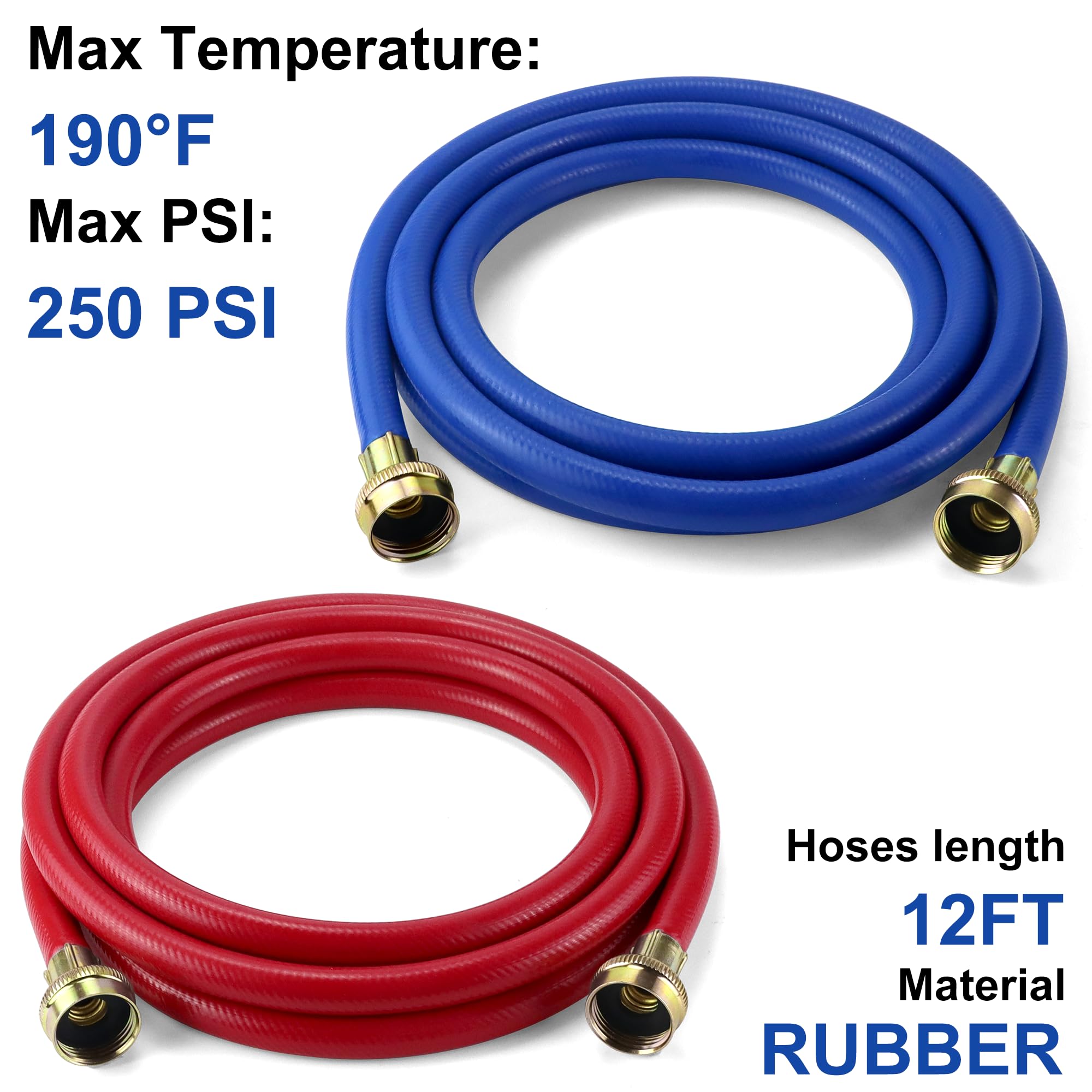 Snapklik.com : 2 PACK Rubber Washing Machine Hoses Burst Proof Red And ...