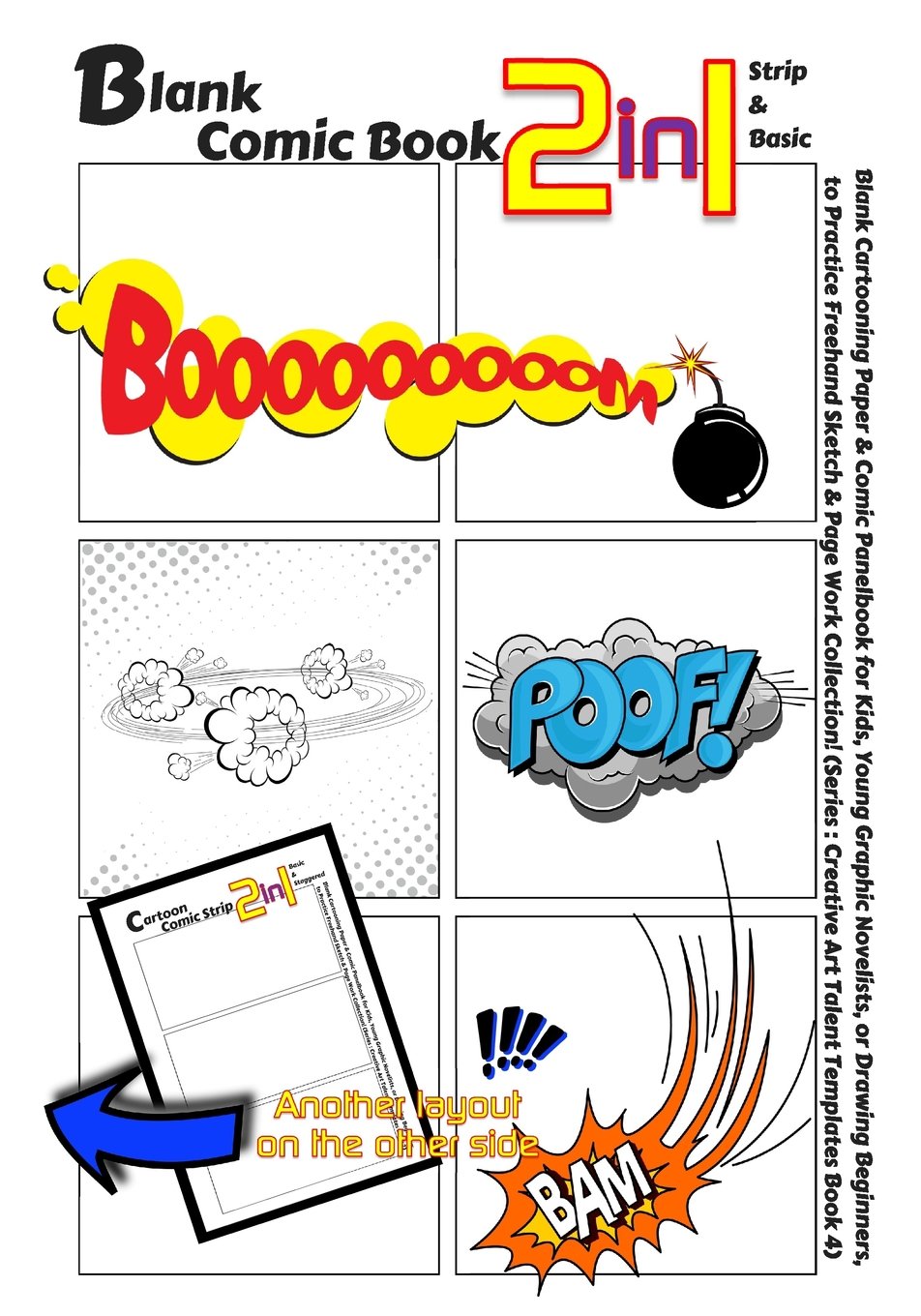 Blank Comic Book 2-in-1. Strip & Basic: Blank Cartooning Paper & Comic ...