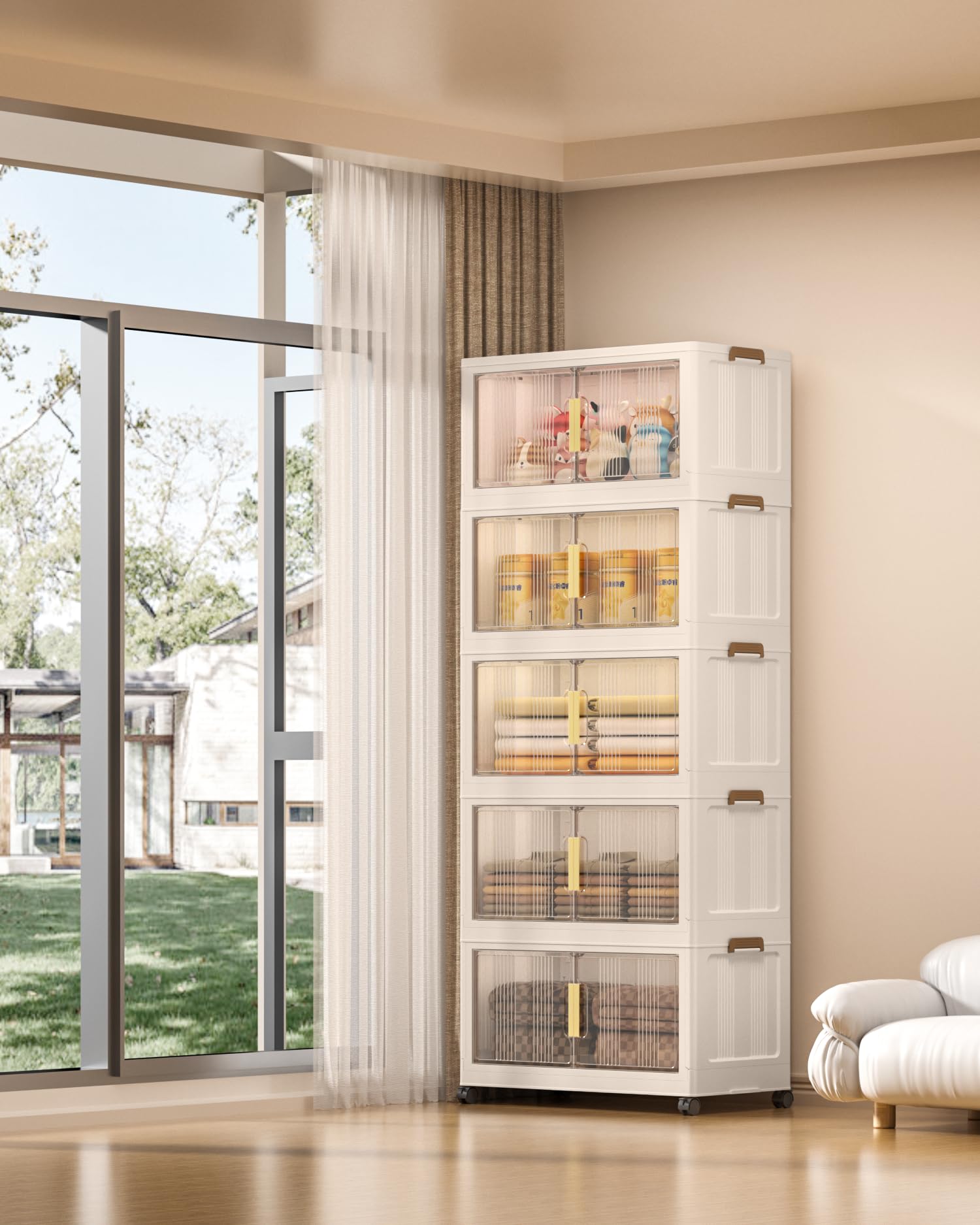 OVYA Plastic 5 Tier Cupboard for Storage DIY Foldable Cupboard with ...