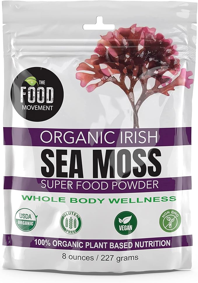 Amazon.com: The Food Movement Co. Organic Raw Irish Sea Moss Powder ...