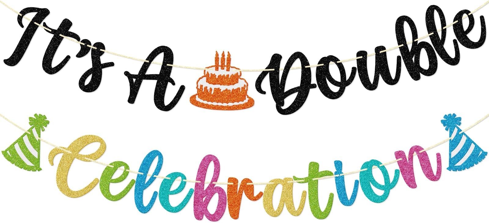 Amazon.com: It's A Double Celebration Banner, Siblings Birthday ...