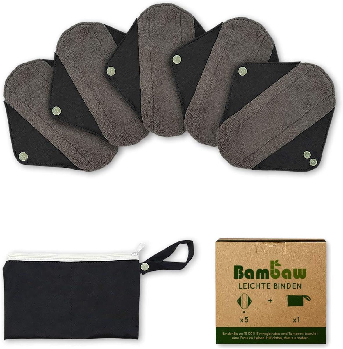 Waschbare Slipeinlagen mit Diskreter Damenbinden Tasche | Leichtes Set ...