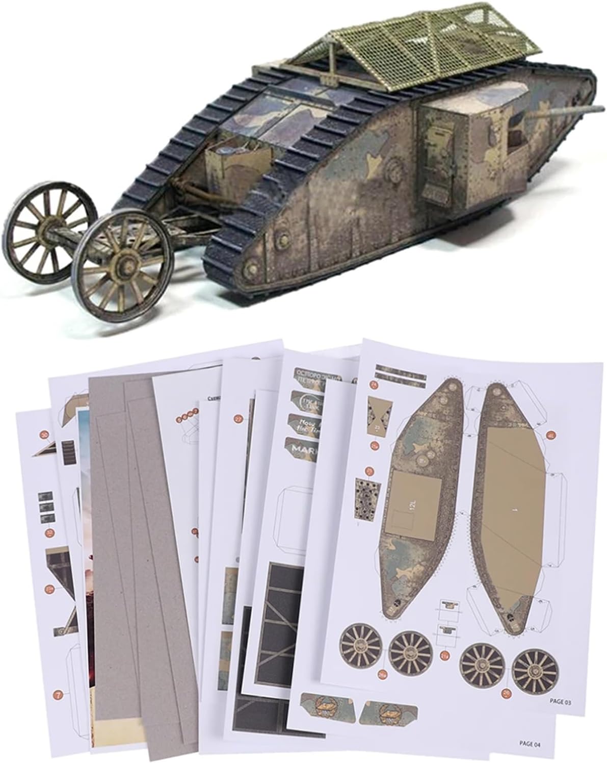 Amazon.com: DAGIJIRD 1:35 Scale British Mark.I Male Tank Paper Model ...