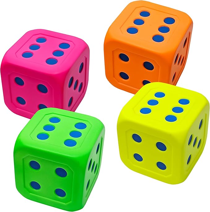 Amazon.com: Macro Giant Jumbo 6-Inch Soft Foam Dice (Set of 4) – Neon ...