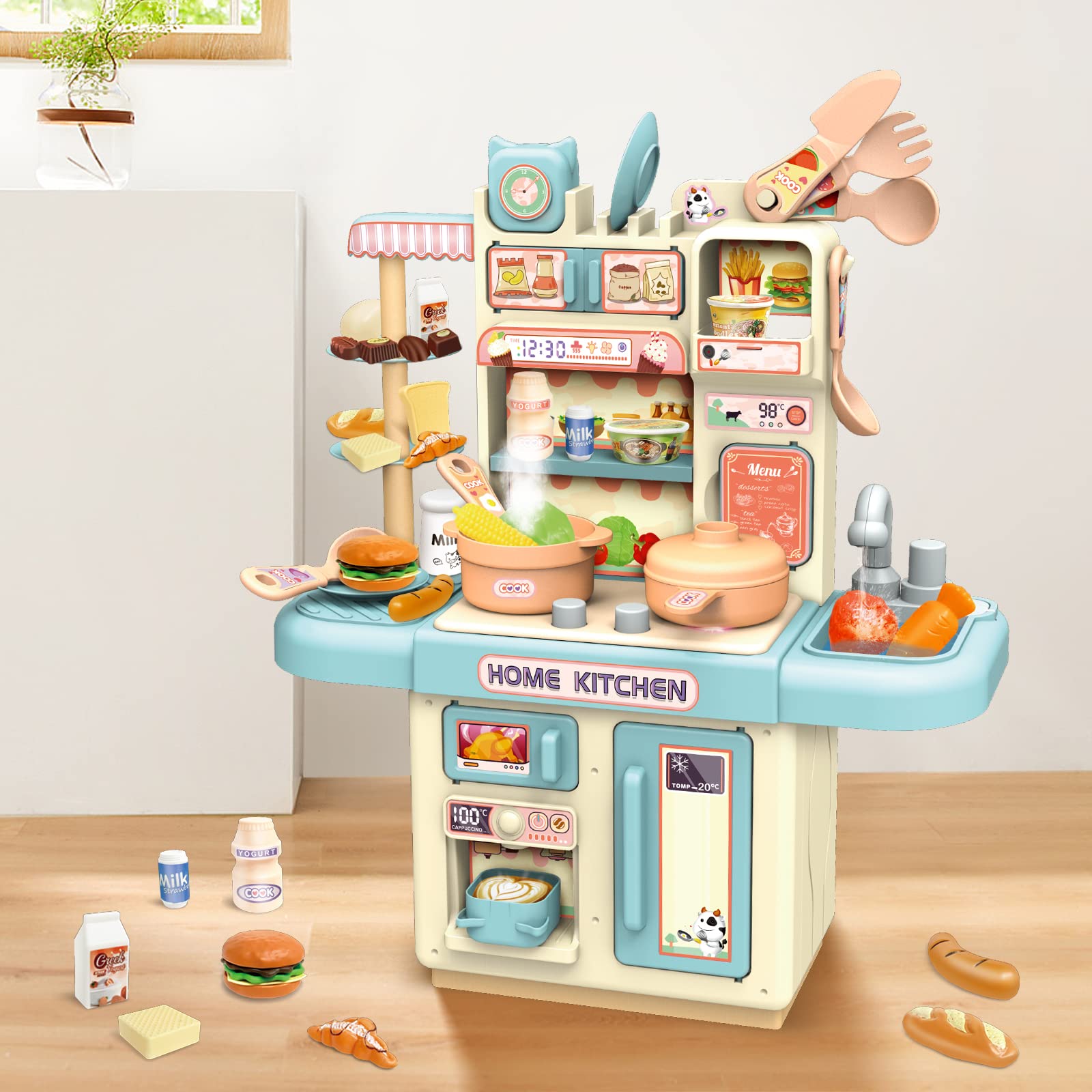 Snapklik.com : deAO Mini Kitchen Playset Toy,33 PCS Play Kitchen