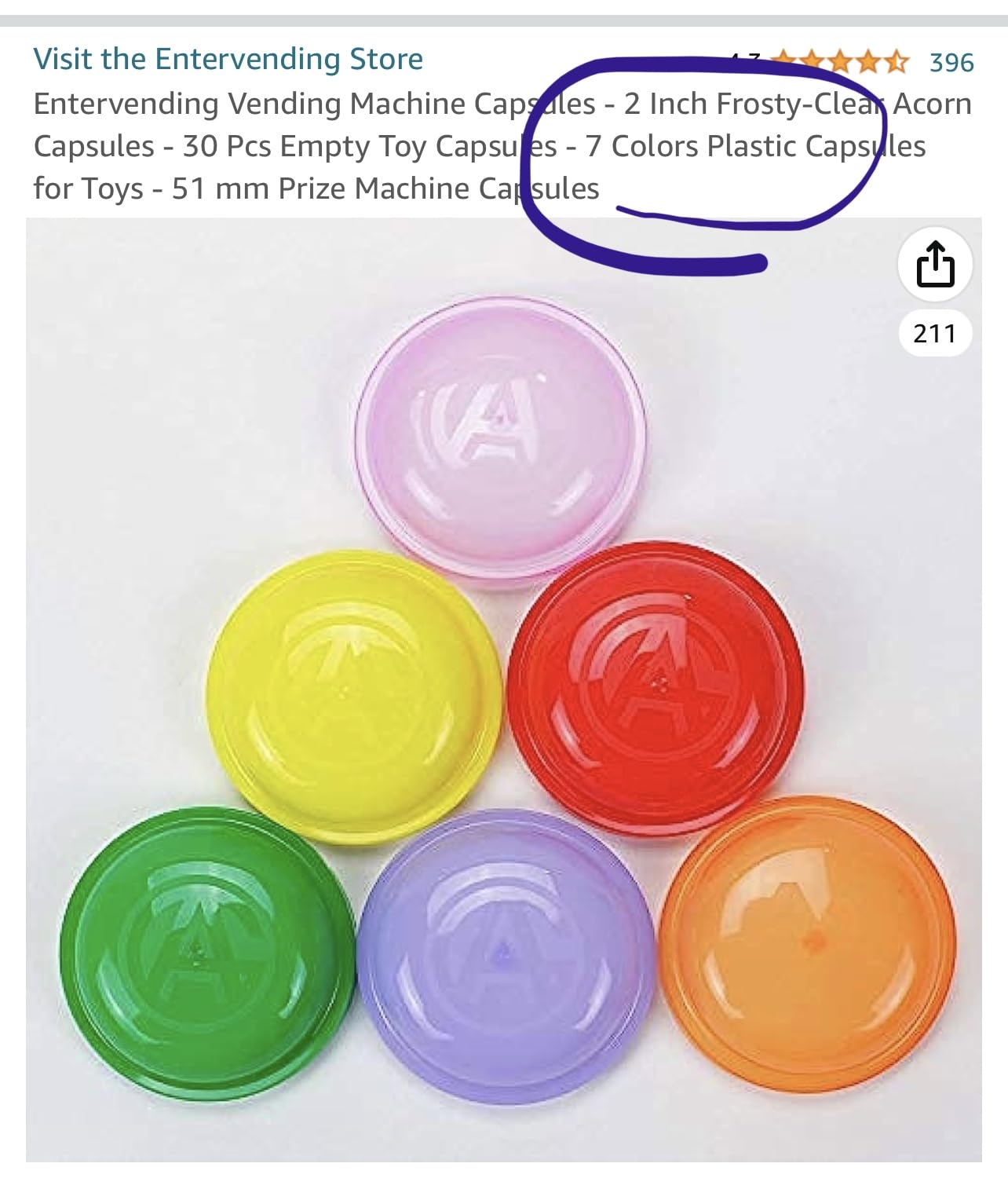 $2/mo - Finance Vending Machine Capsules - 2 Inch Frosty-Clear Acorn ...