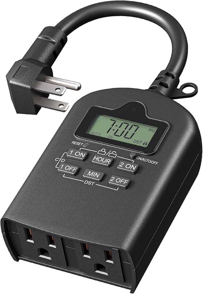 DEWENWILS Outdoor Timer Outlet Waterproof, Outdoor Digital Timer for ...