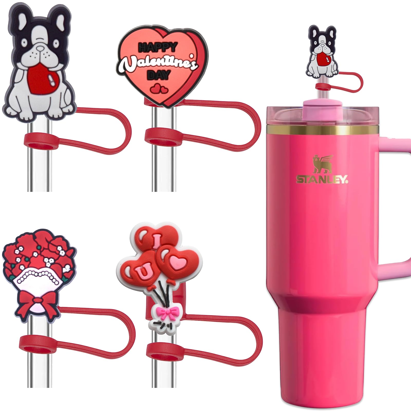 Amazon.com: Valentine's Day Straw Covers for Stanley, Amreich Love ...