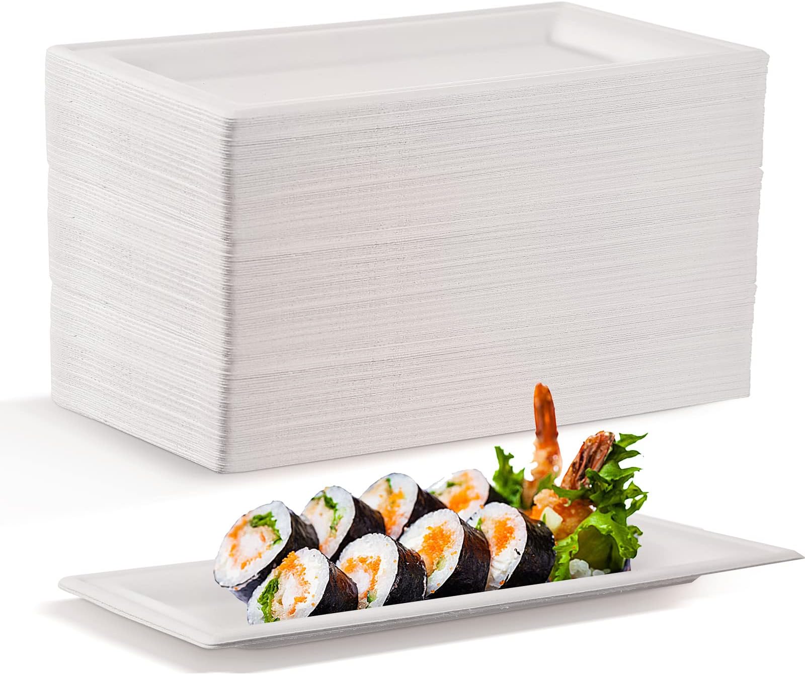 Amazon.com | White Rectangle Dinner Plate, Plastic, Pack of 10: Dinner ...