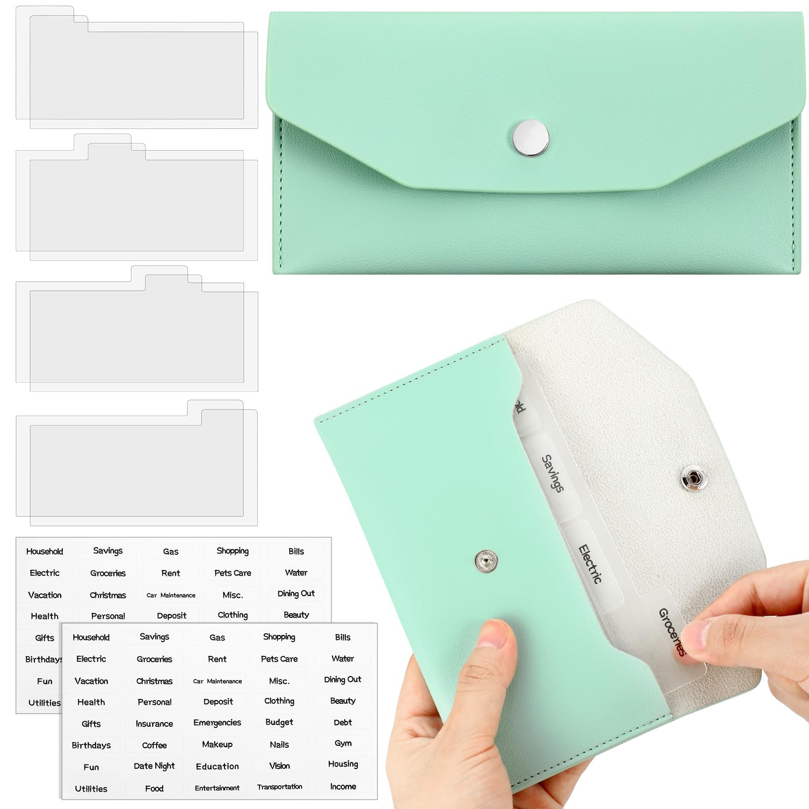 Amazon.com : Frienda 11 Pieces Cash Envelope Wallet PU Leather Cash ...