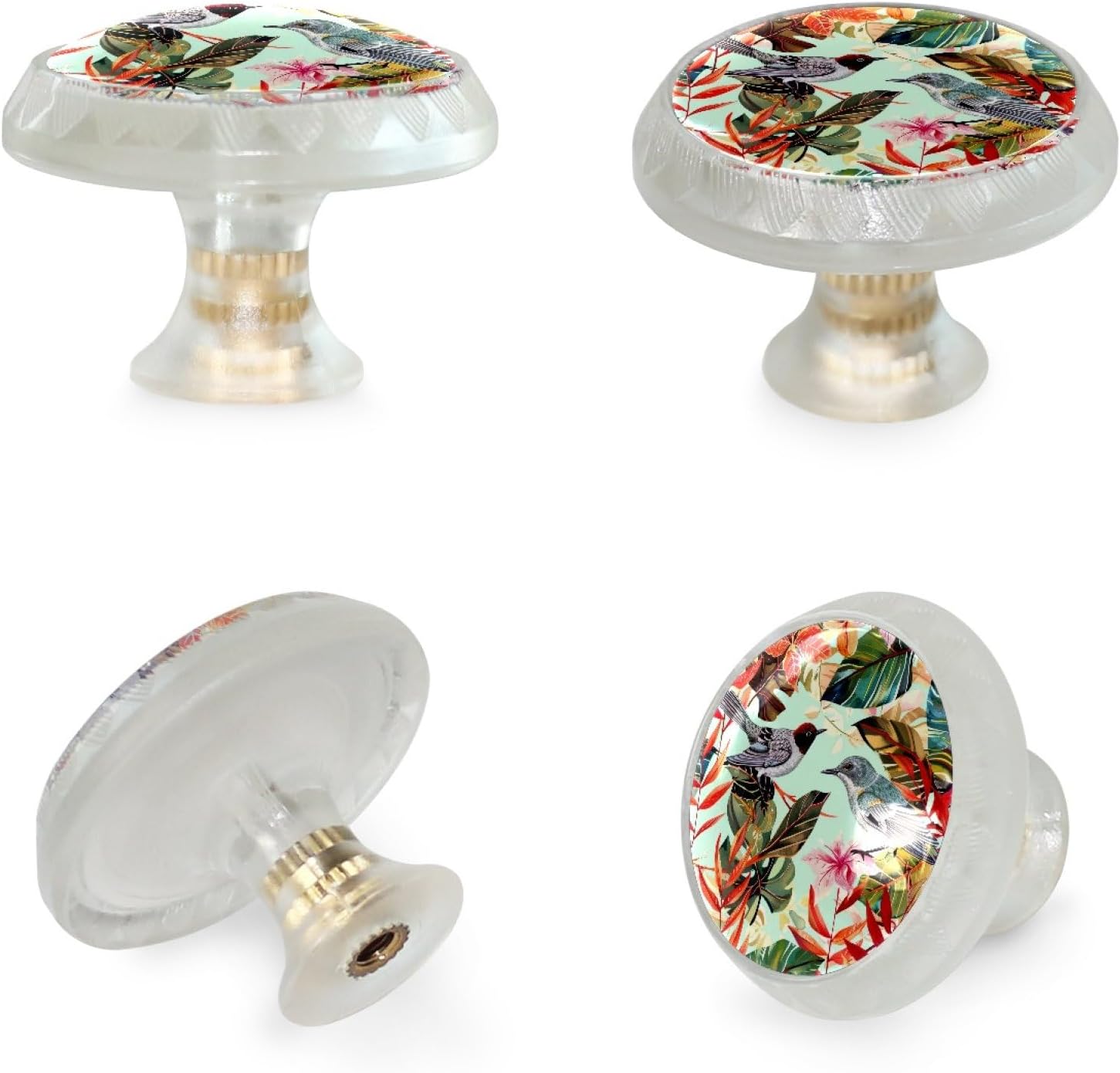 4 Pack Transparent Drawer Knobs, Decorative Kitchen Crystal Glass 35mm ...