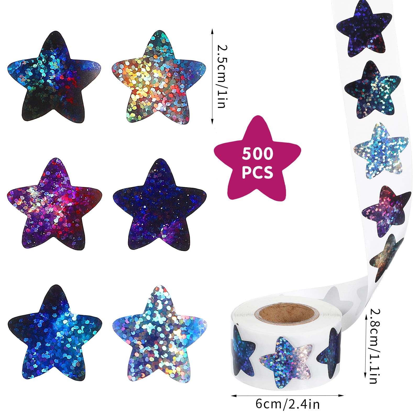 Snapklik.com : AOZUO 500 PCS Glitter Star Stickers For Kids Reward, 1 ...
