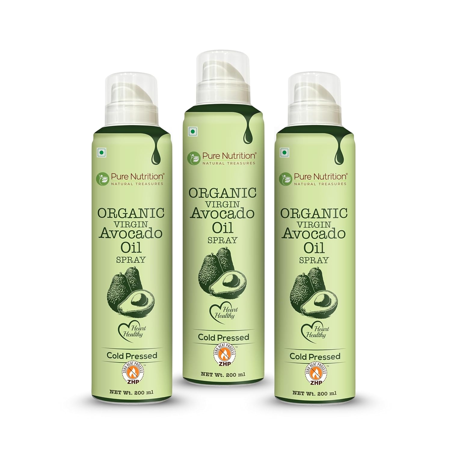Pure Nutrition Avocado Oil Cooking Spray 600ml (200ml X 3) – 100% ...