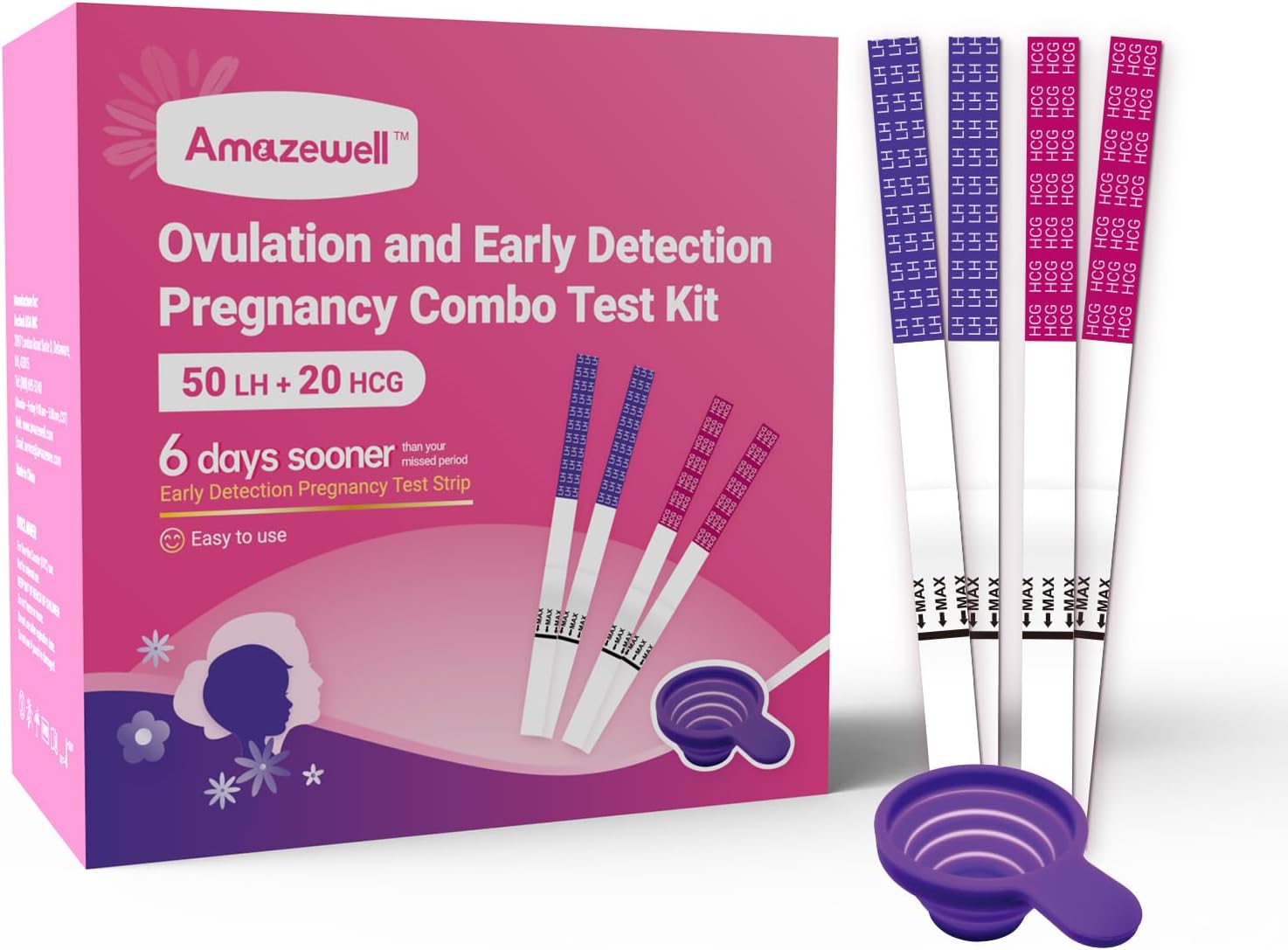 Amazon.com: 50 Count OvulationTest Strips with Cup,20 Count Pregnancy ...