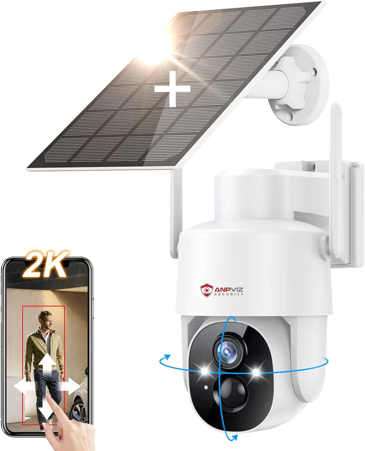 Amazon.com : 2K Solar Wireless Security Camera Outdoor, 360° Battery ...
