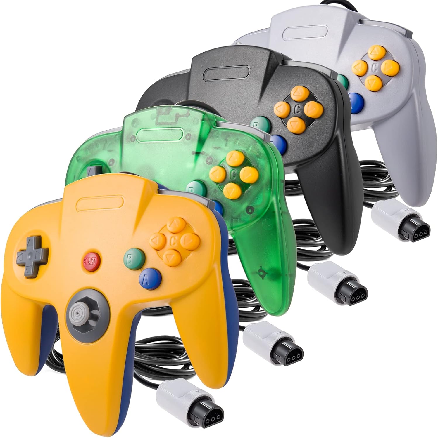 Amazon.com: 4 Pack 64 Controller, iNNEXT Wired Game pad Joystick [3D ...