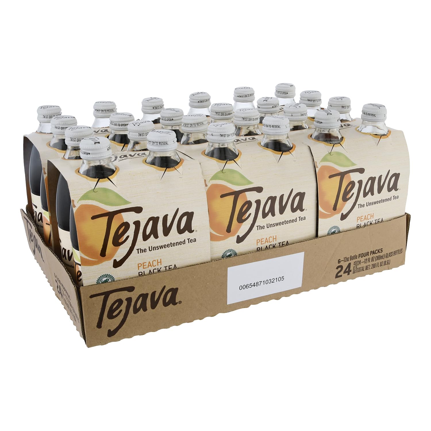 BY 8/20/2026 Tejava Peach Black Iced Tea, 24 Pack, 12oz Glass Bottles ...