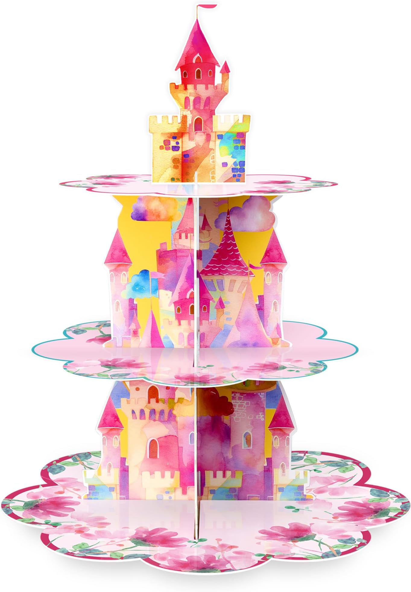 Amazon.com: 3 Tier Princess Cupcake Stand Pink Princess Birthday ...