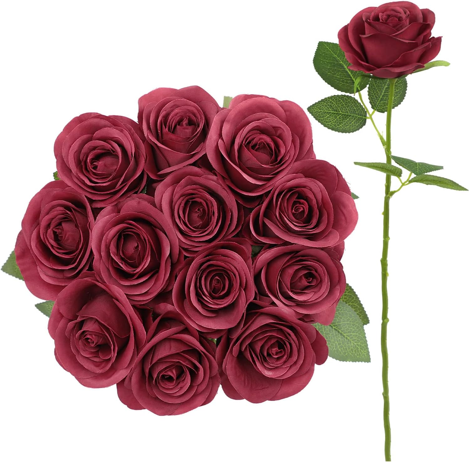 Amazon.com: JUSMAI 12pcs Roses Artificial Flowers Fake Flowers with ...