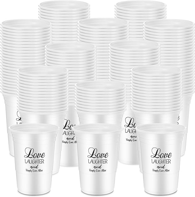 Amazon.com: Nuenen 200 Pcs 16 oz Disposable Wedding Plastic Cups Bulk ...