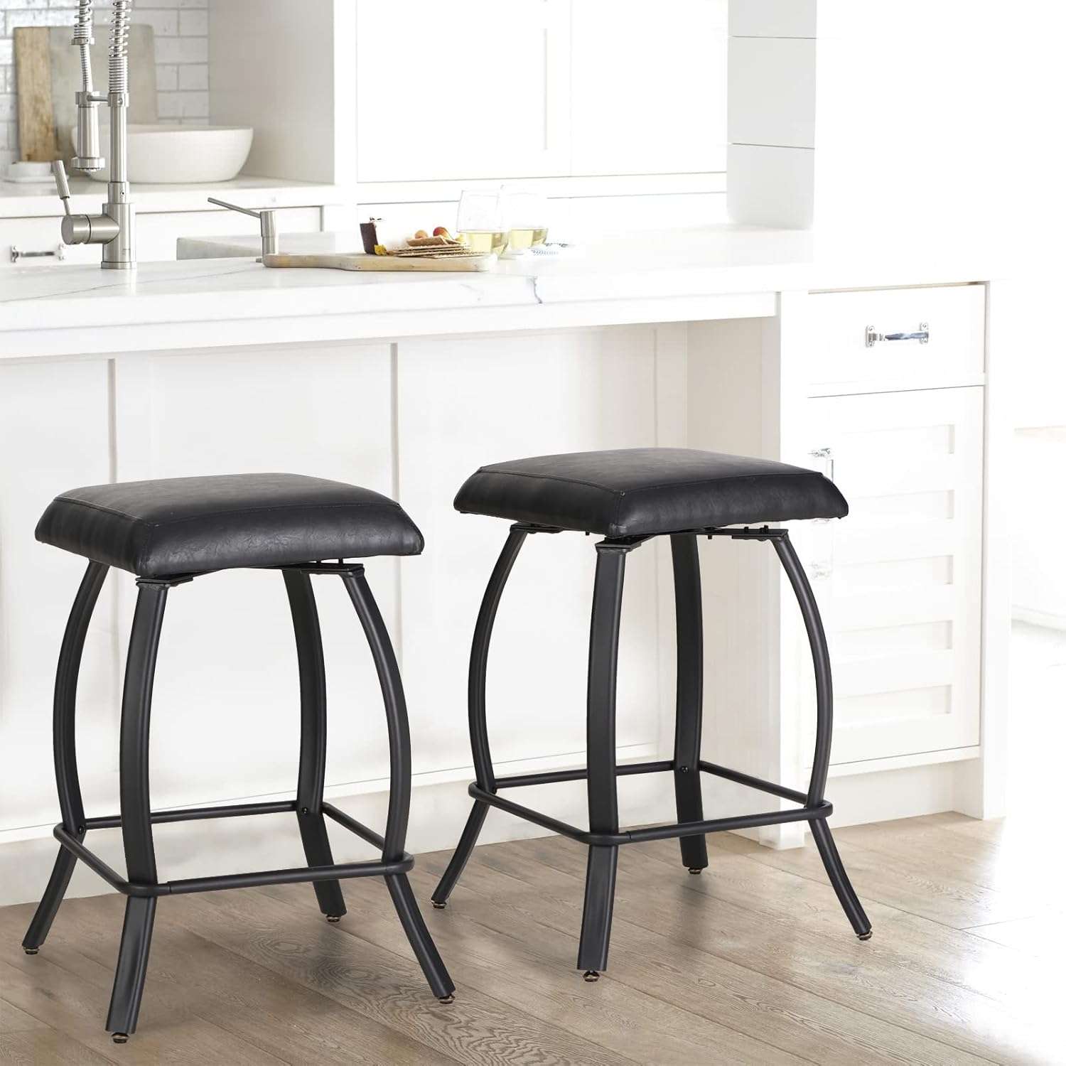 Buy MAISON ARTS Swivel Counter Height Bar Stools Set of 2 for Kitchen ...