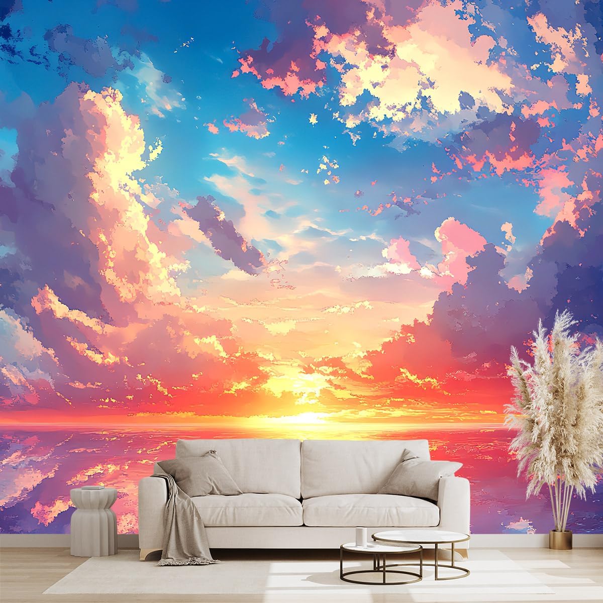 Amazon.com: WXHFM - Abstract Cloud Sunset Wallpaper Bedroom Wall murals ...