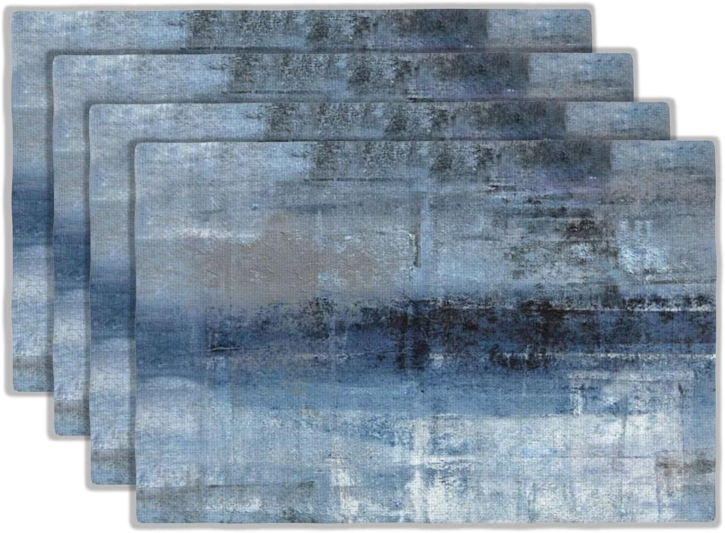 Amazon.com: XALOGEER Modern Art Placemats Set of 4 Blue and Grey ...