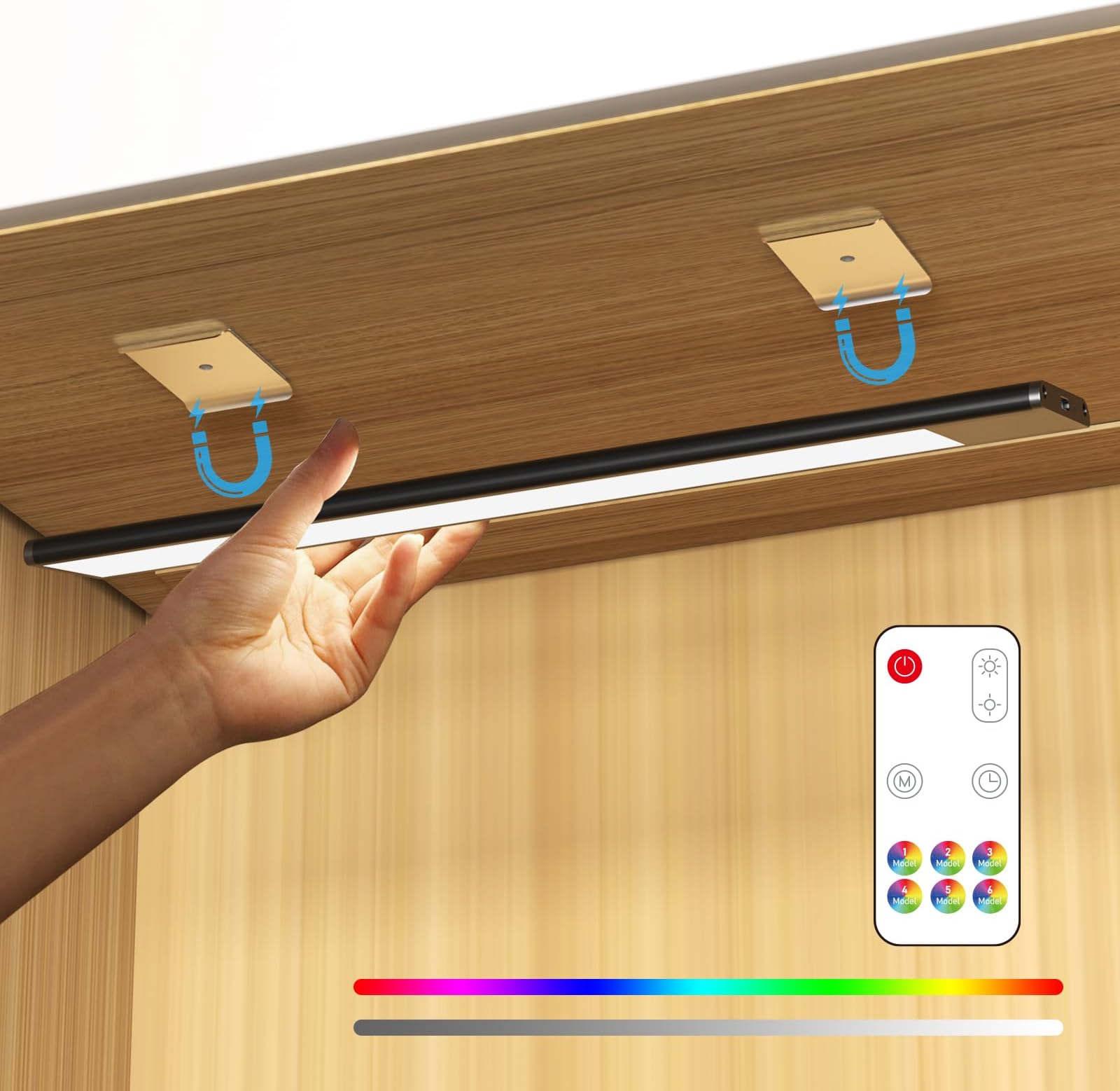 Under Cabinet Lights,LED Closet RGB Light with Color Changing ...