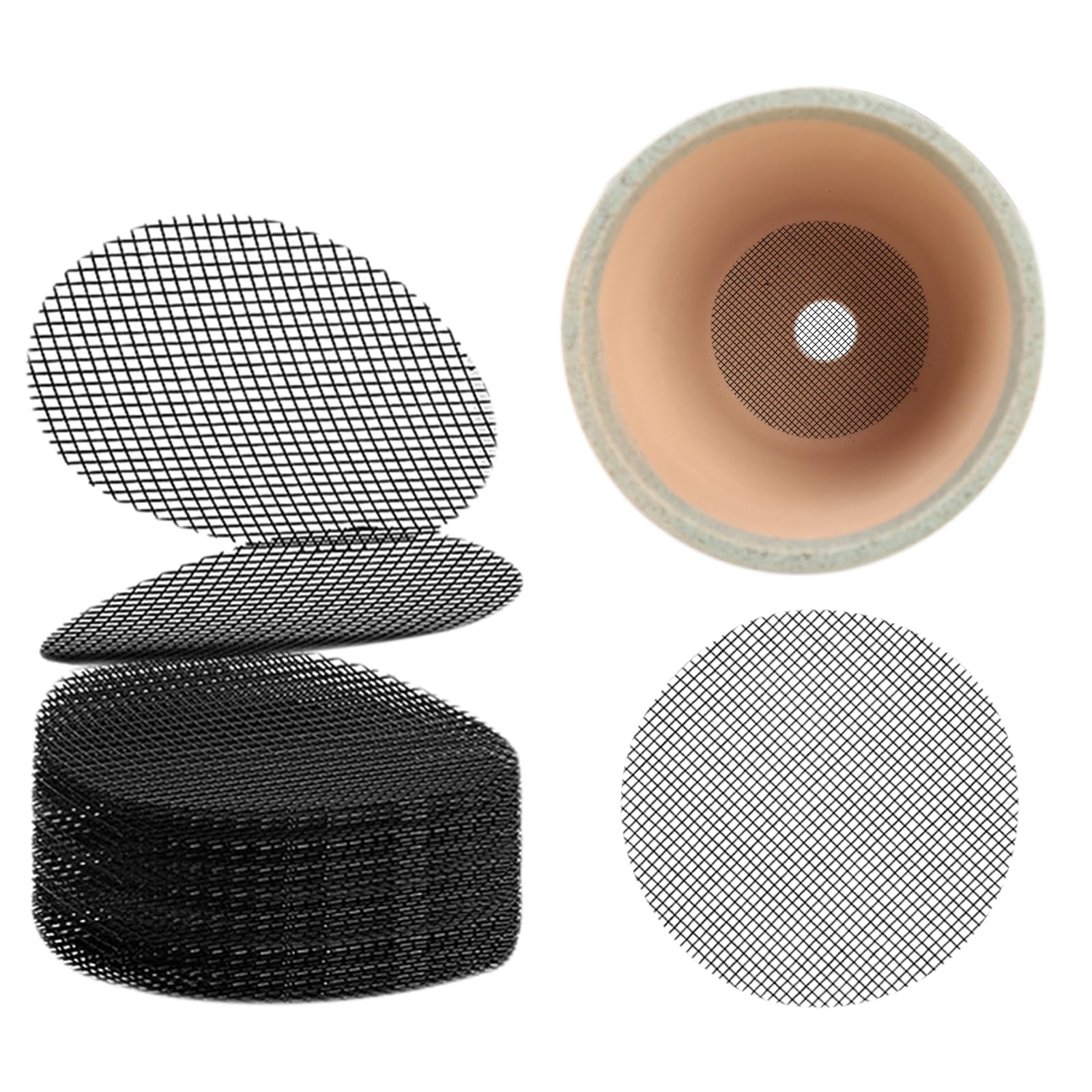 Snapklik.com : ZLY 100pcs Flower Pot Hole Mesh Pads, Round Drainage ...