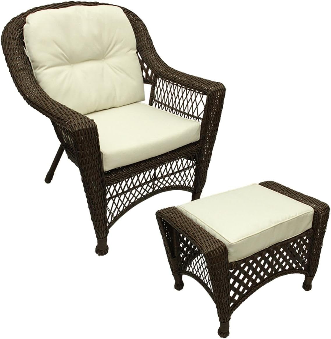 Amazon.com: 2-Pc Somerset Dark Brown Resin Wicker Patio Chair & Ottoman ...