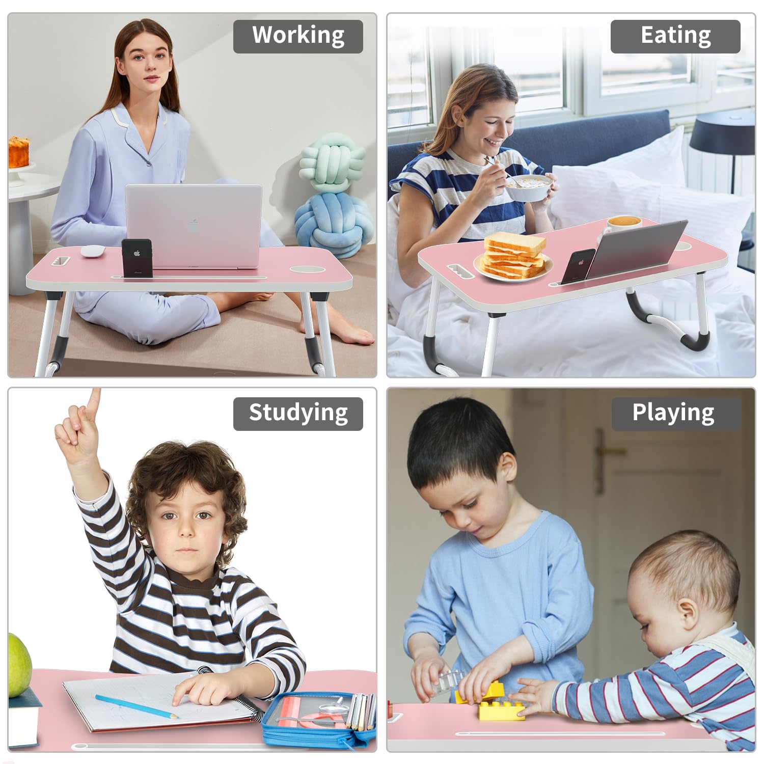 Snapklik.com : BUYIFY Folding Lap Desk, 23.6 Inch Portable Wood Pink ...